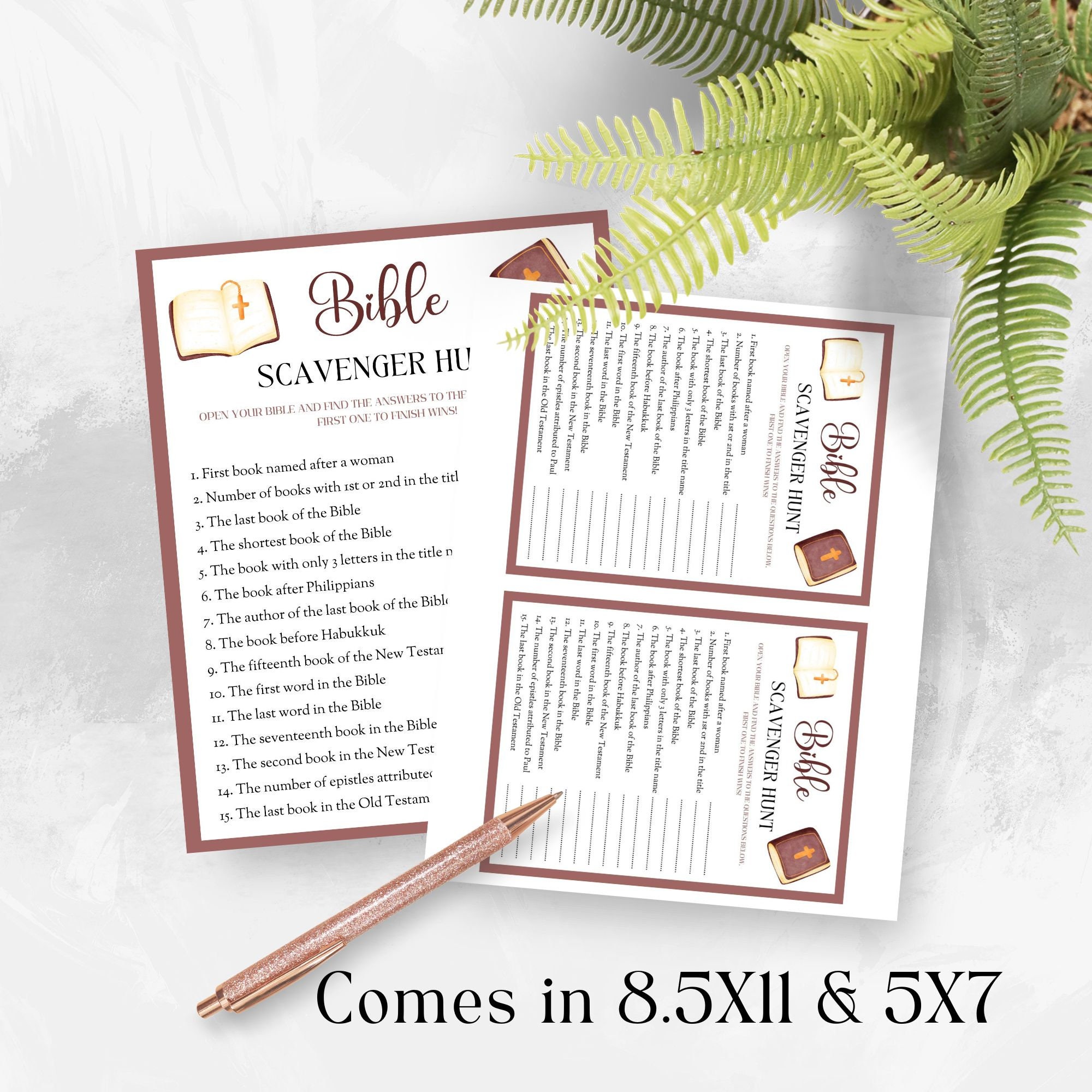 Books of the Bible Scavenger Hunt Game, Fun Sunday School Quiz ...