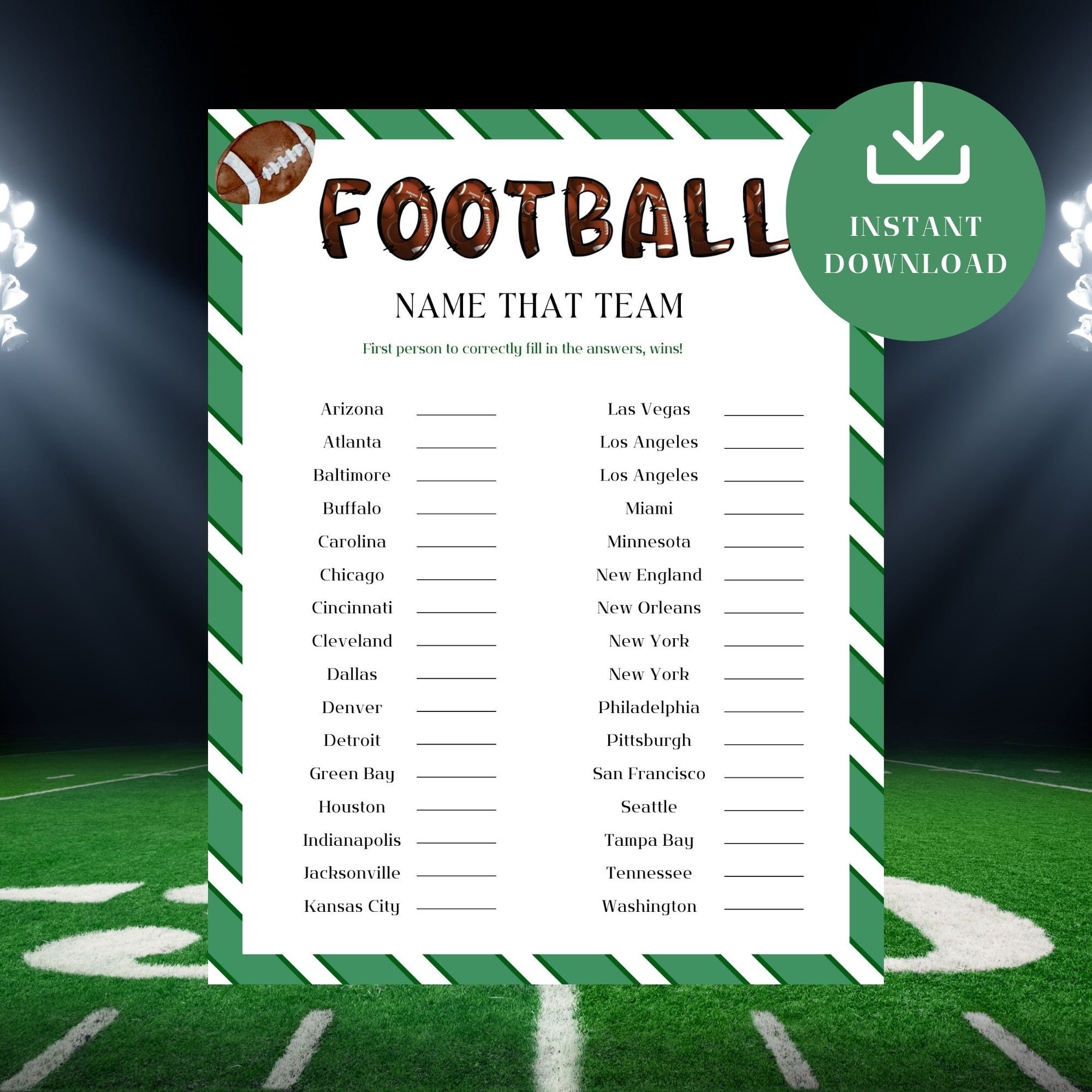 Football Party Games, Name That Pro Team, American Football Trivia for ...