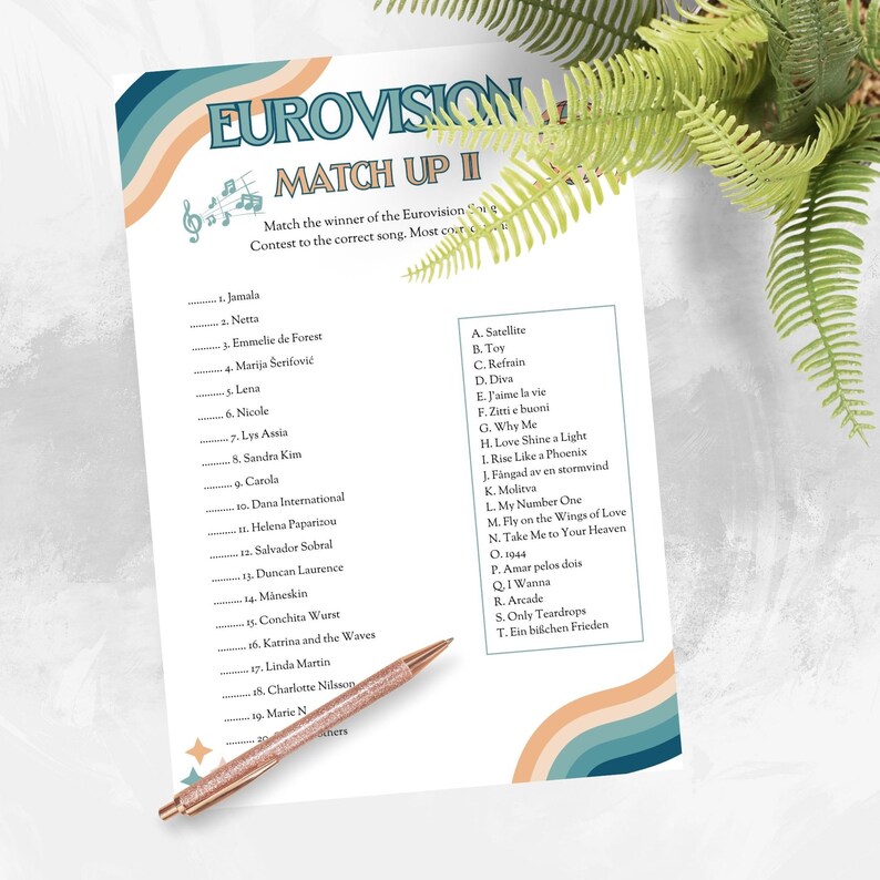 Eurovision Party Game Bundle, ESC Song Contest Game Night, Sweden 2024 ...
