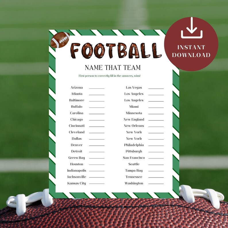Football Party Games, Name That Pro Team, American Football Trivia for ...