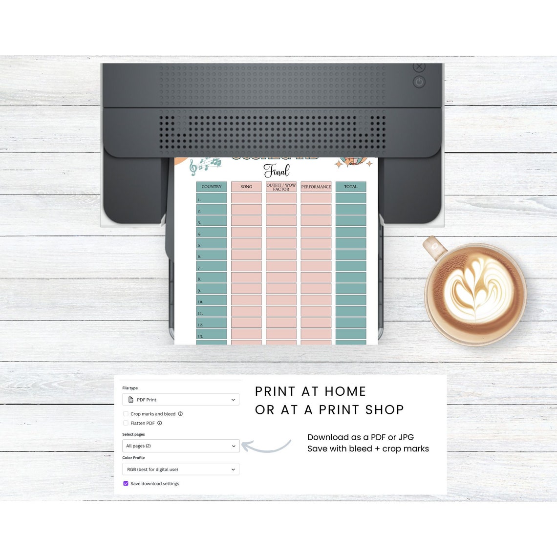 Eurovision Printable, ESC SCORECARDS, Song Contest Party Game Night ...