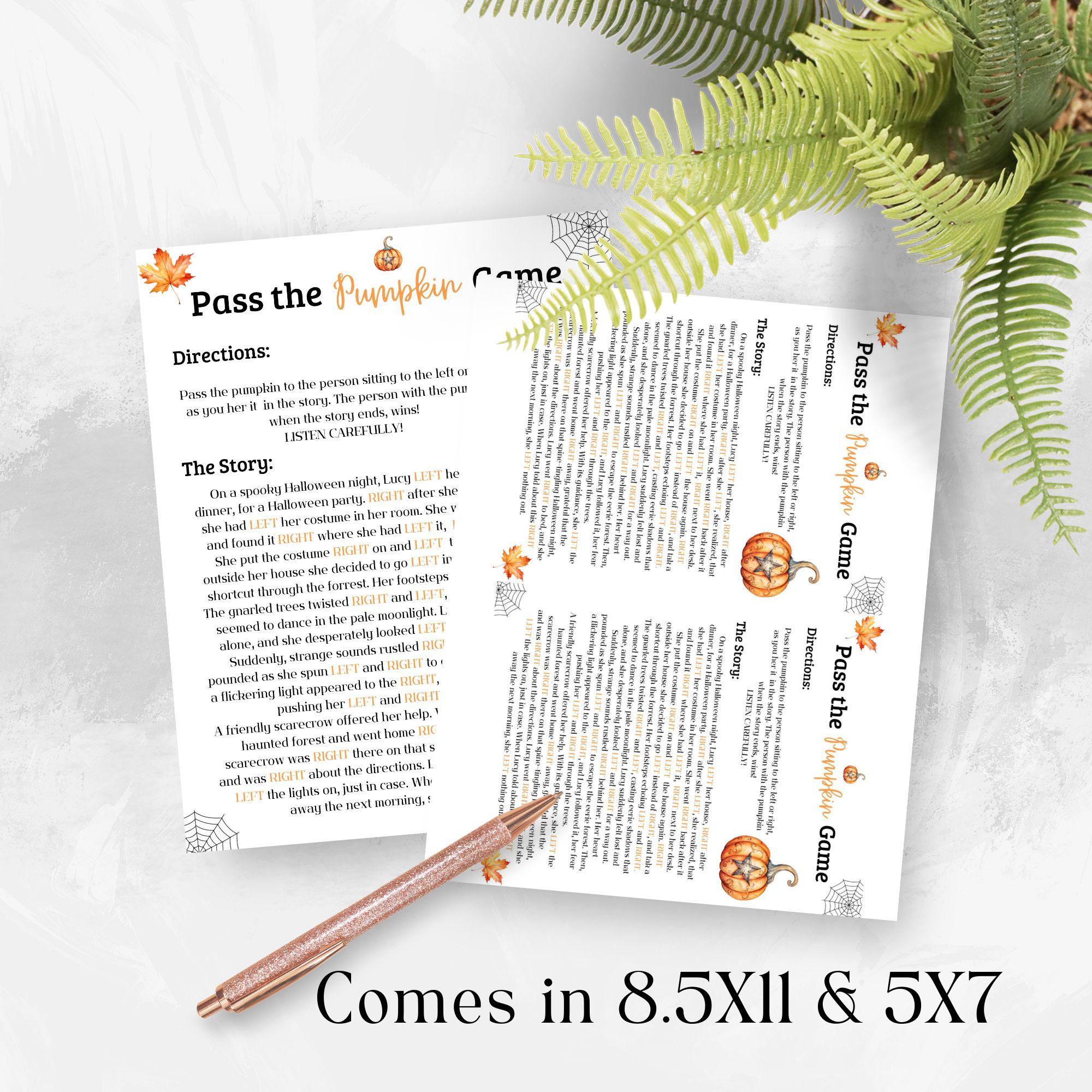 Pass the Pumpkin Game Halloween Printable, Left Right Party Games for ...