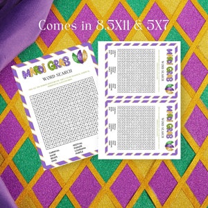 Mardi Gras Party Game, Word Search, New Orleans Carnival Fun & Easy ...
