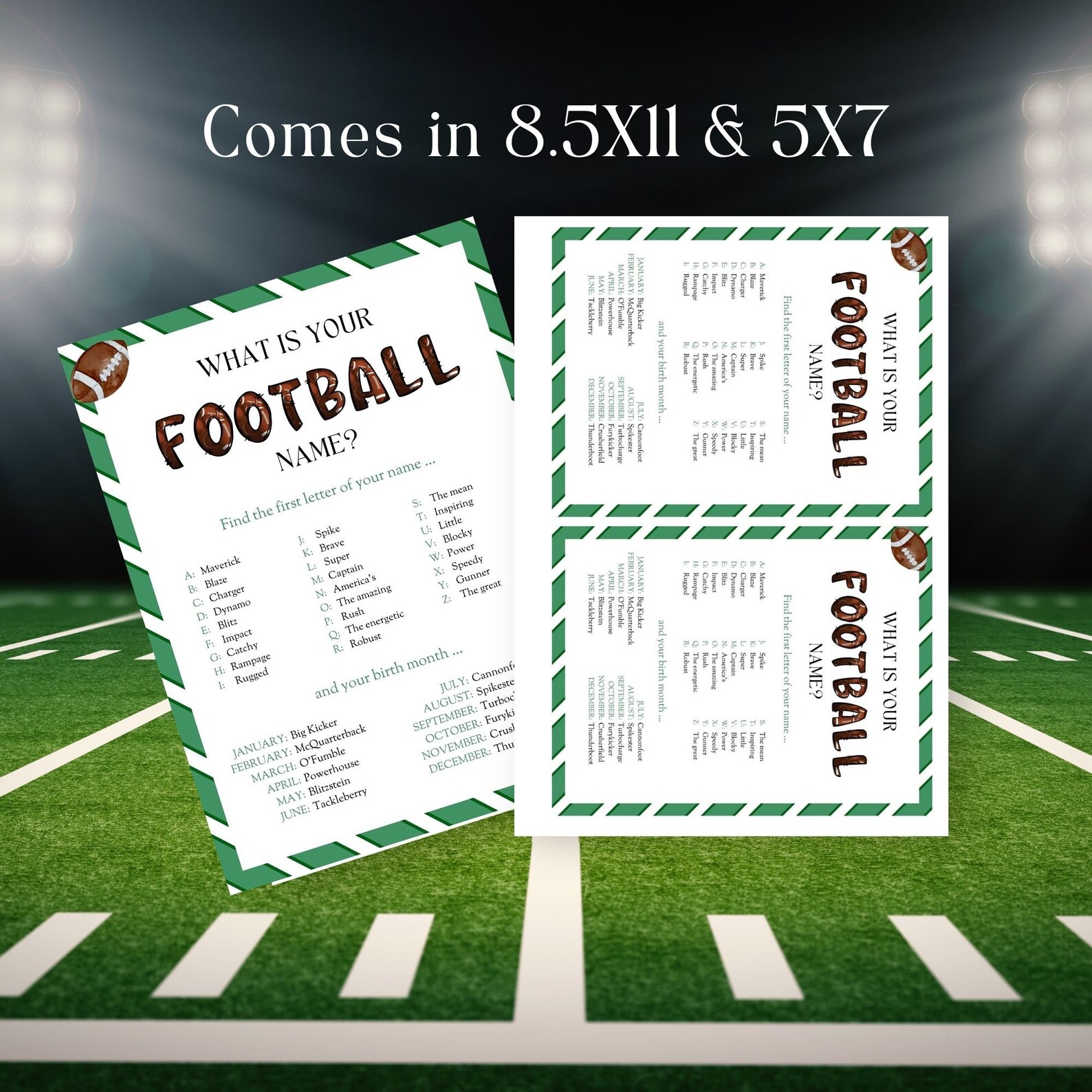 What's Your Football Name, American Football Games for Kids Teens ...
