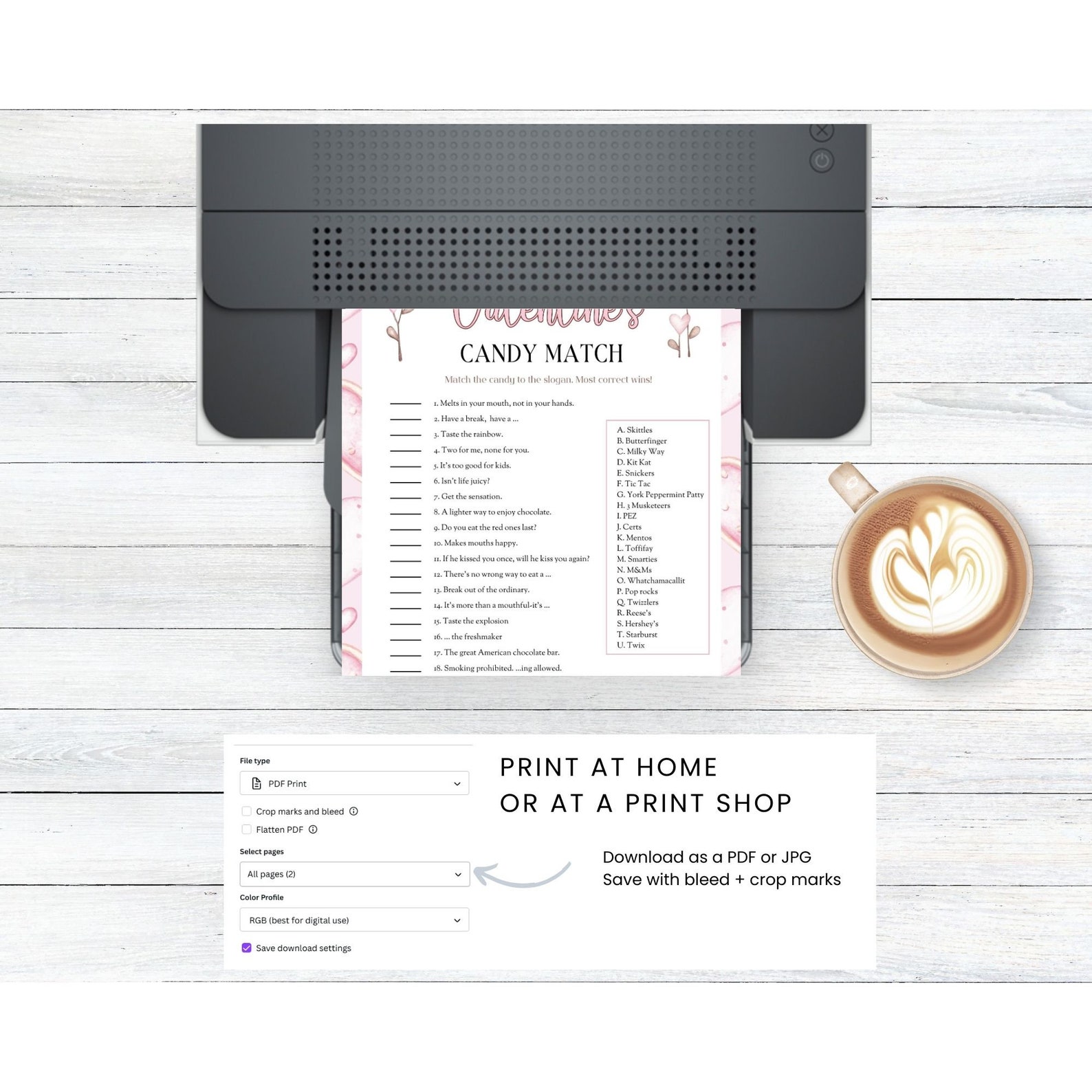 Valentine's Day Party Game Printables, Candy Match Slogans, V Day Last Minute Idea, Fun Matching ...