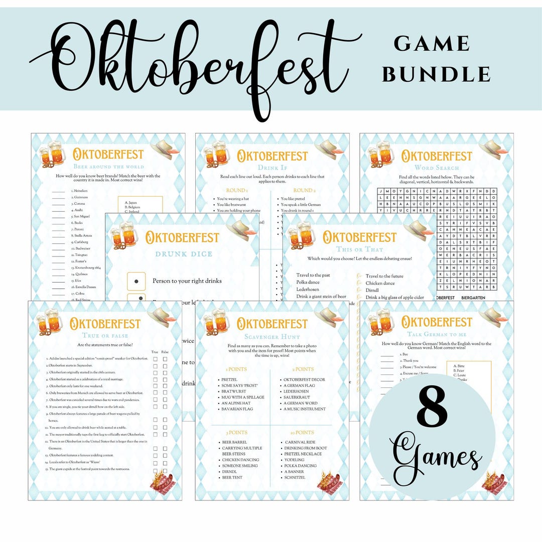 Oktoberfest Bundle Game, Printable Octoberfest Party Games Pack ...
