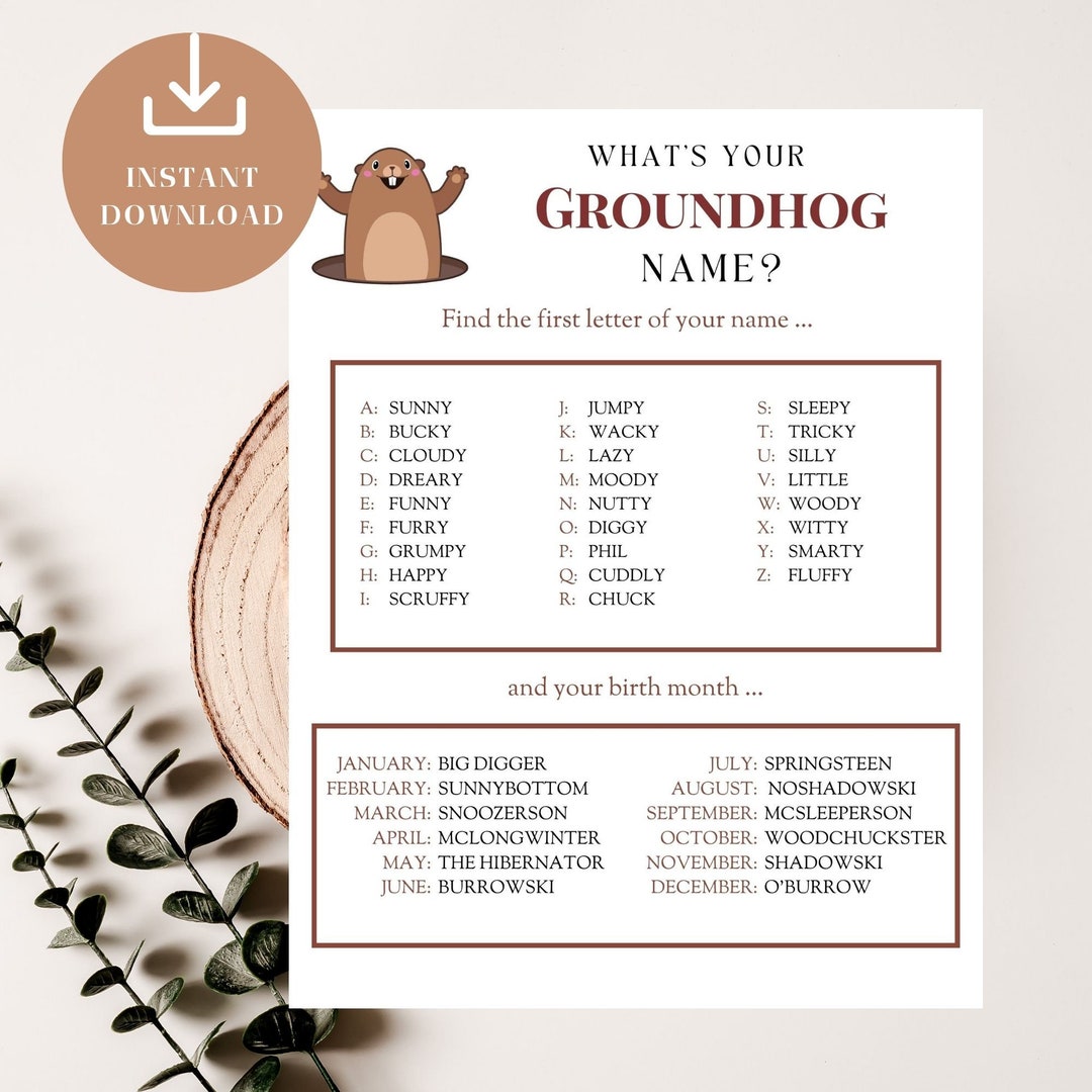 What's Your Groundhog Name, Fun Party Game for Kids and Adults, Name ...