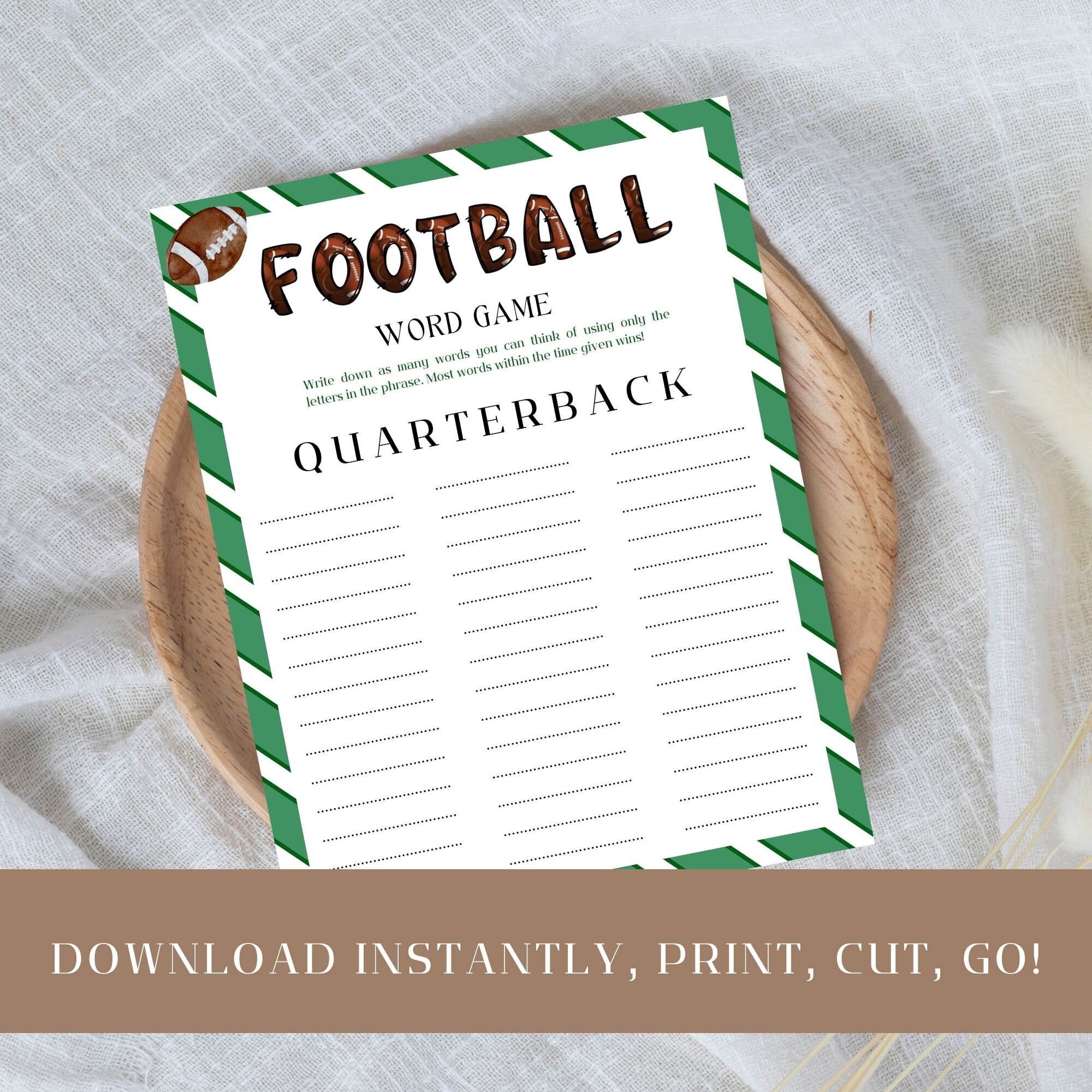 Football Party Games, Word Game, American Football Event for Kids Teens ...