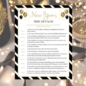 New Years Party Game Printable, True or False, NYE Icebreaker Activity ...