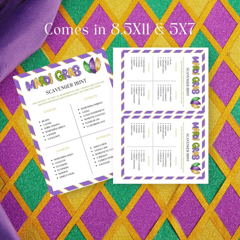 Mardi Gras Scavenger Hunt Party Game, New Orleans Carnival Fun Easy ...
