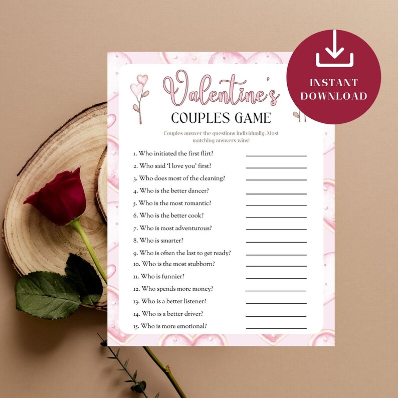 Valentine's Day Party Game for Couples, How Well Do You Know Your ...