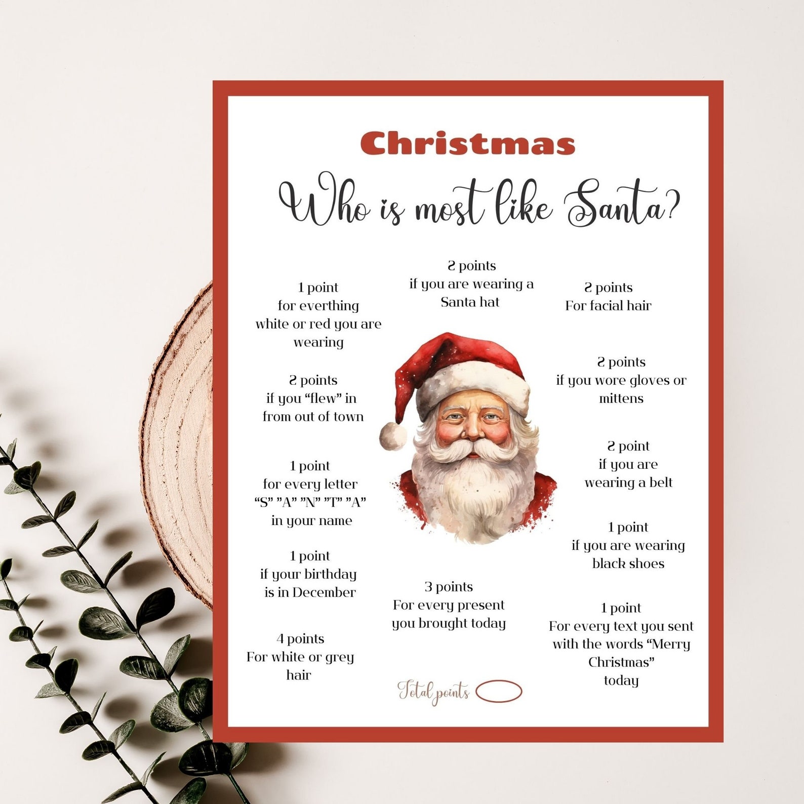 Christmas Who is Most Like Santa, Ice Breaker Game, Printable Family ...