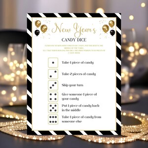 New Year's Eve Candy Dice Game, New Years Party Printable Group Game ...