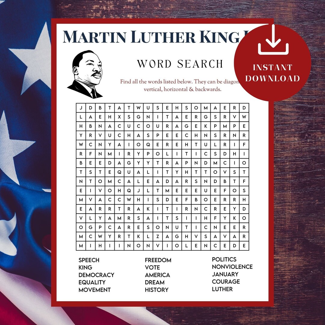 MLK Jr Day Word Search, Martin Luther King Jr. Tradition, Classroom ...