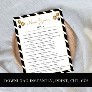 New Years Trivia Party Game Printable, NYE Icebreaker Activity, New ...