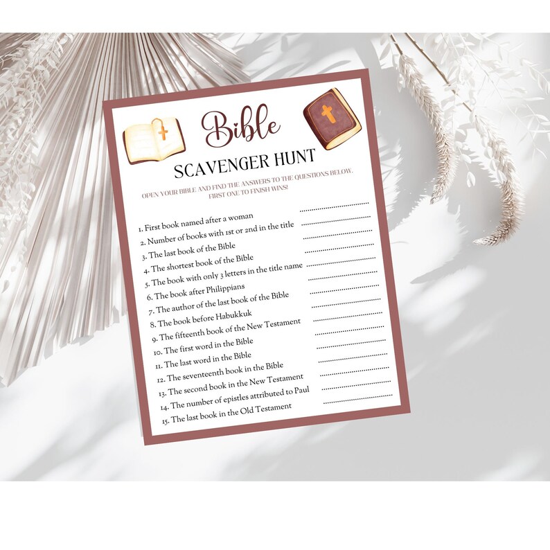 Books of the Bible Scavenger Hunt Game, Fun Sunday School Quiz ...