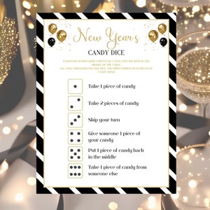 New Year's Eve Candy Dice Game, New Years Party Printable Group Game ...