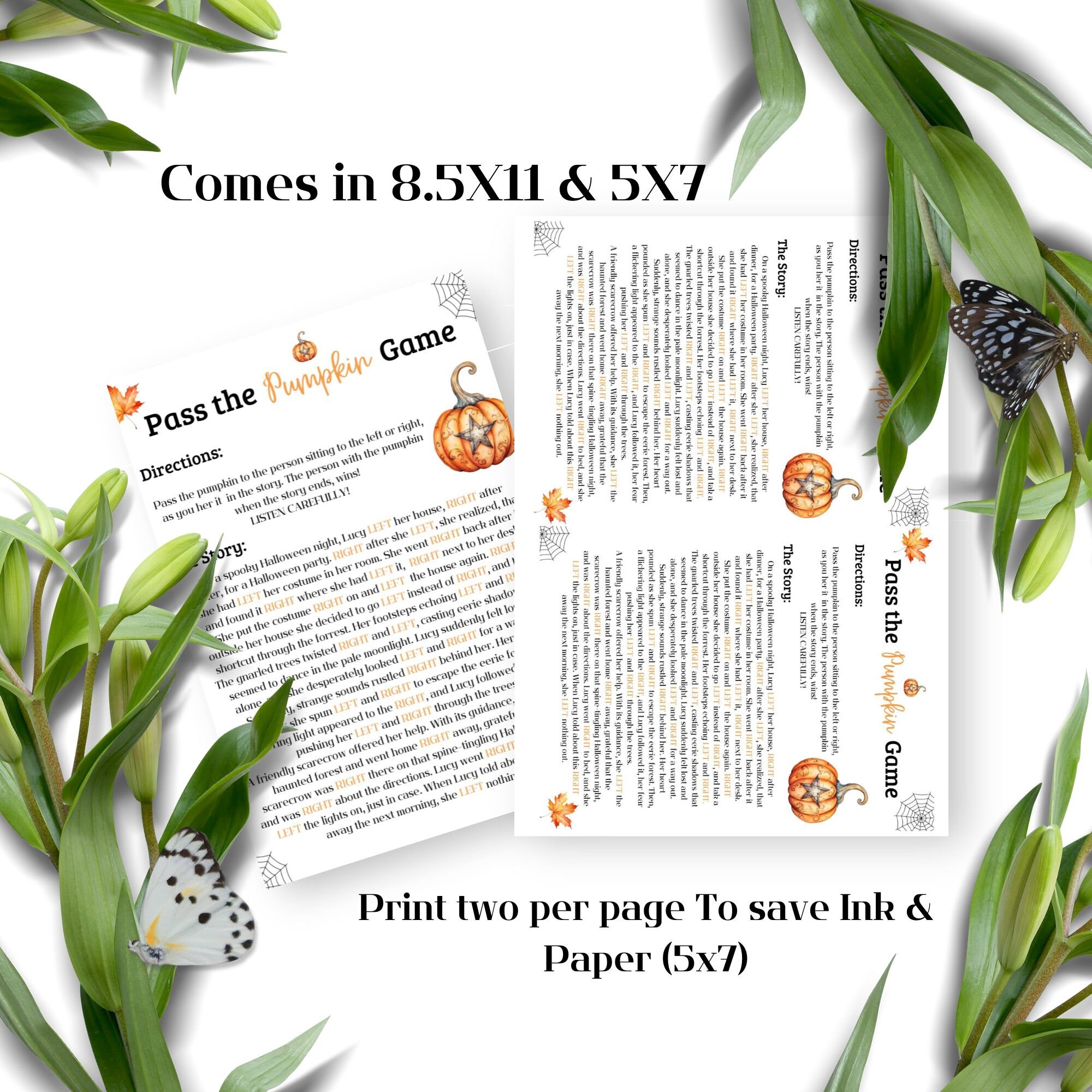 Pass the Pumpkin Game Halloween Printable, Left Right Game Party Games ...