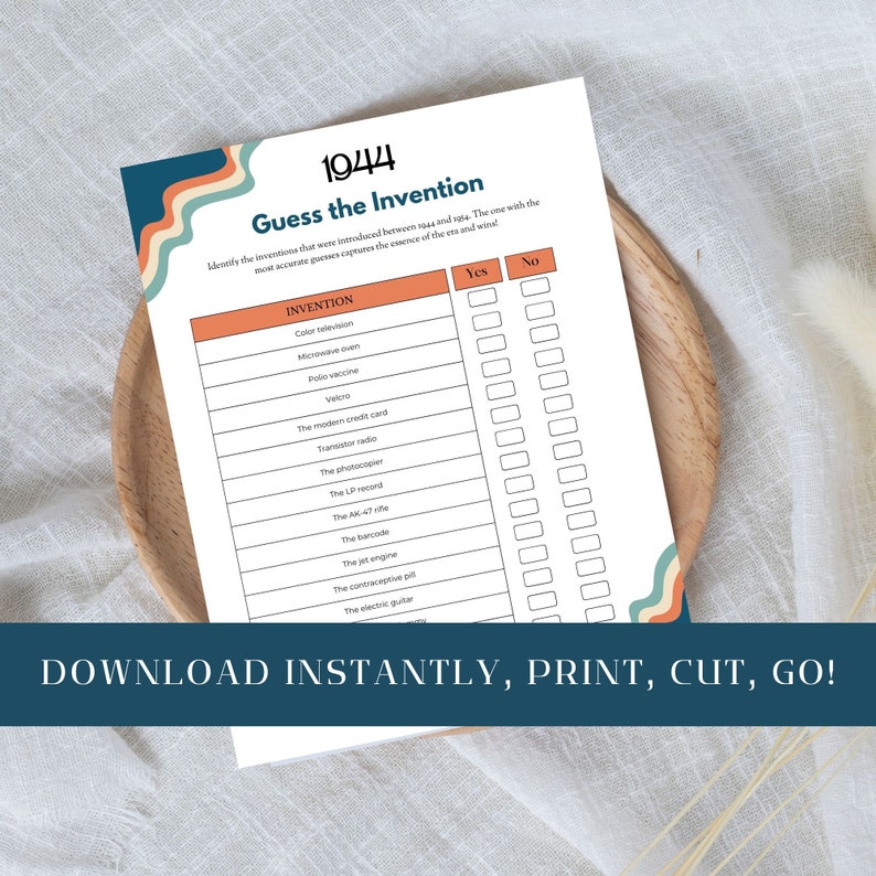 80th Birthday Party Game 1944, Born in 1944, 1944 Trivia Game, Guess ...