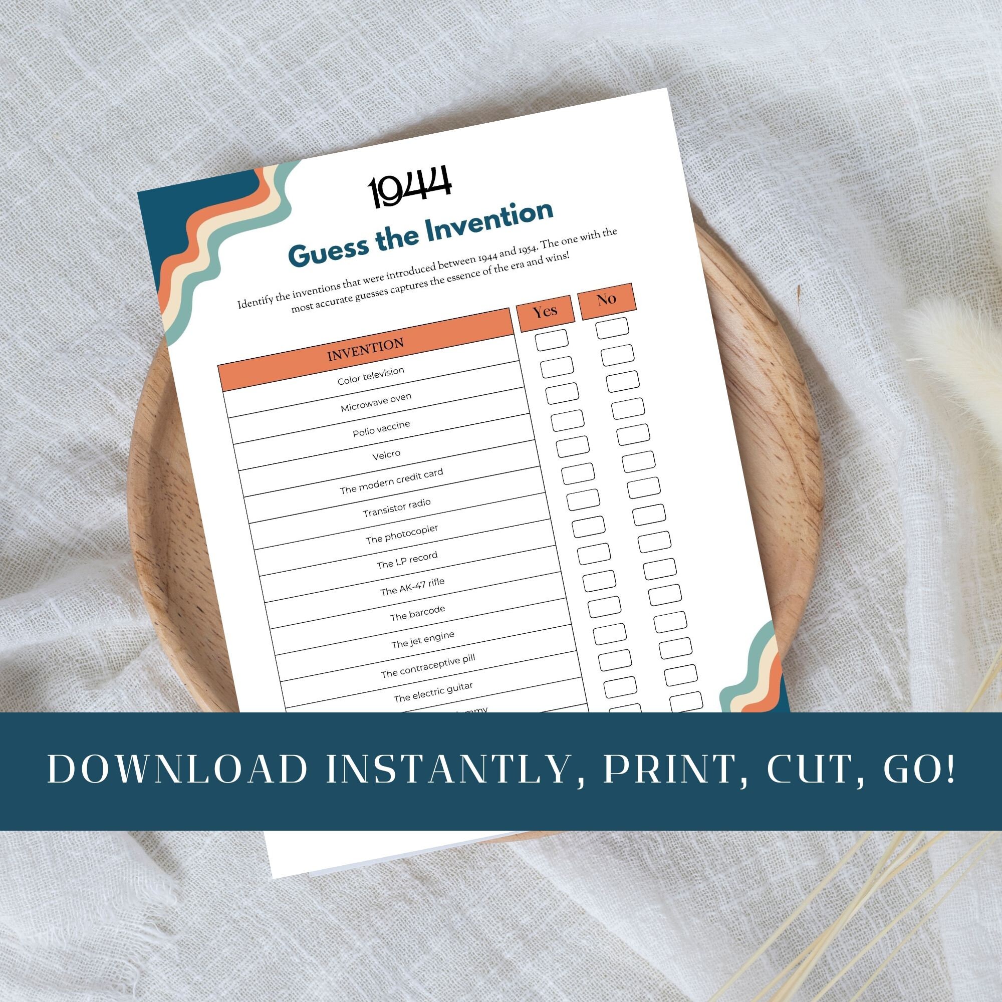 80th Birthday Party Game 1944, Born in 1944, 1944 Trivia Game, Guess ...