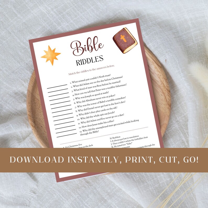 Bible Riddles Game, Fun Sunday School Quiz, Christian Printable, Kids ...