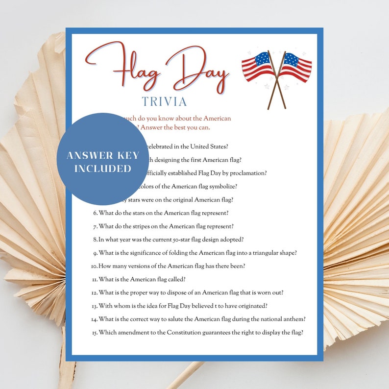 Flag Day Trivia Game Quiz, Patriotic School Printable, Classroom USA ...