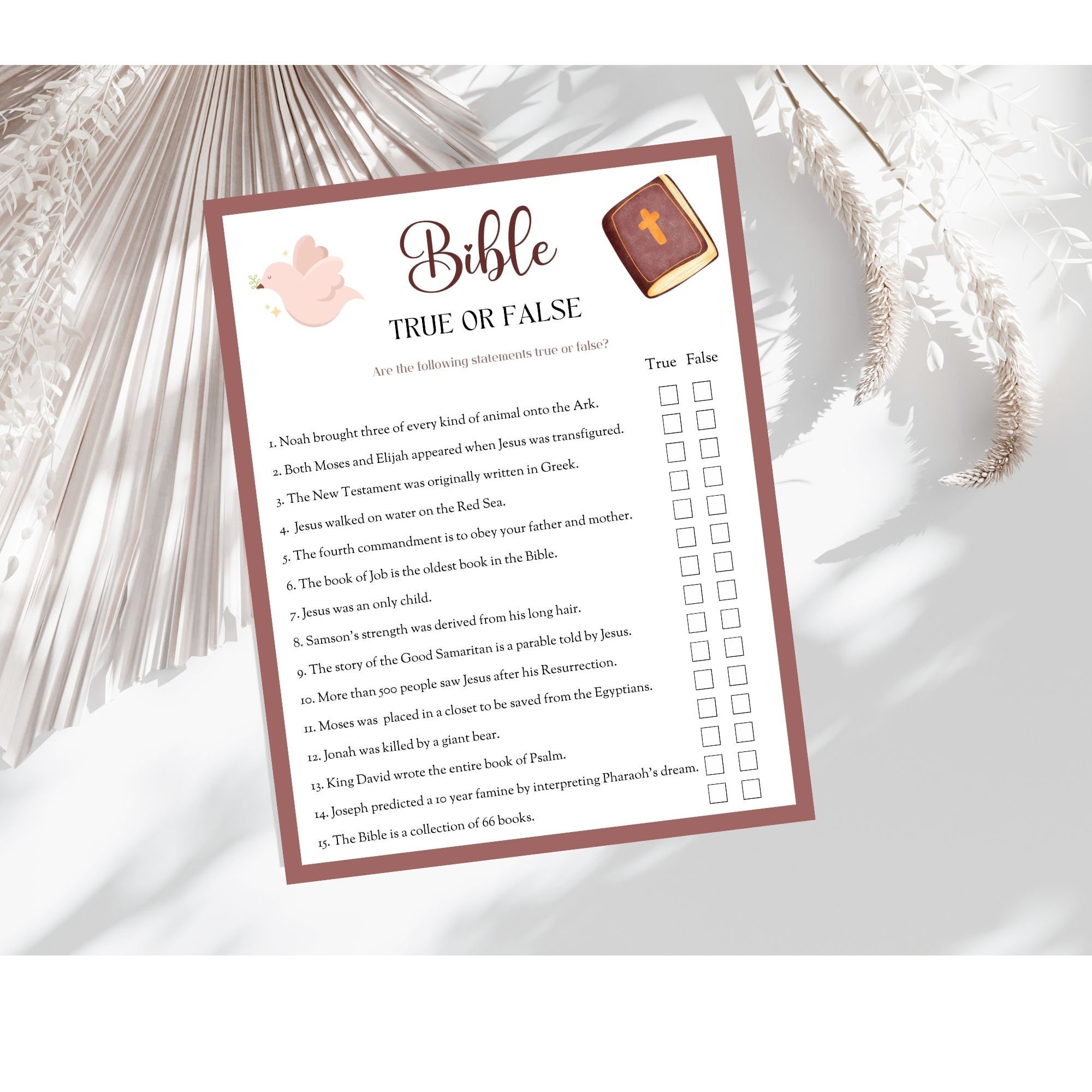 Bible True or False Trivia Game, Fun Sunday School Quiz, Christian ...