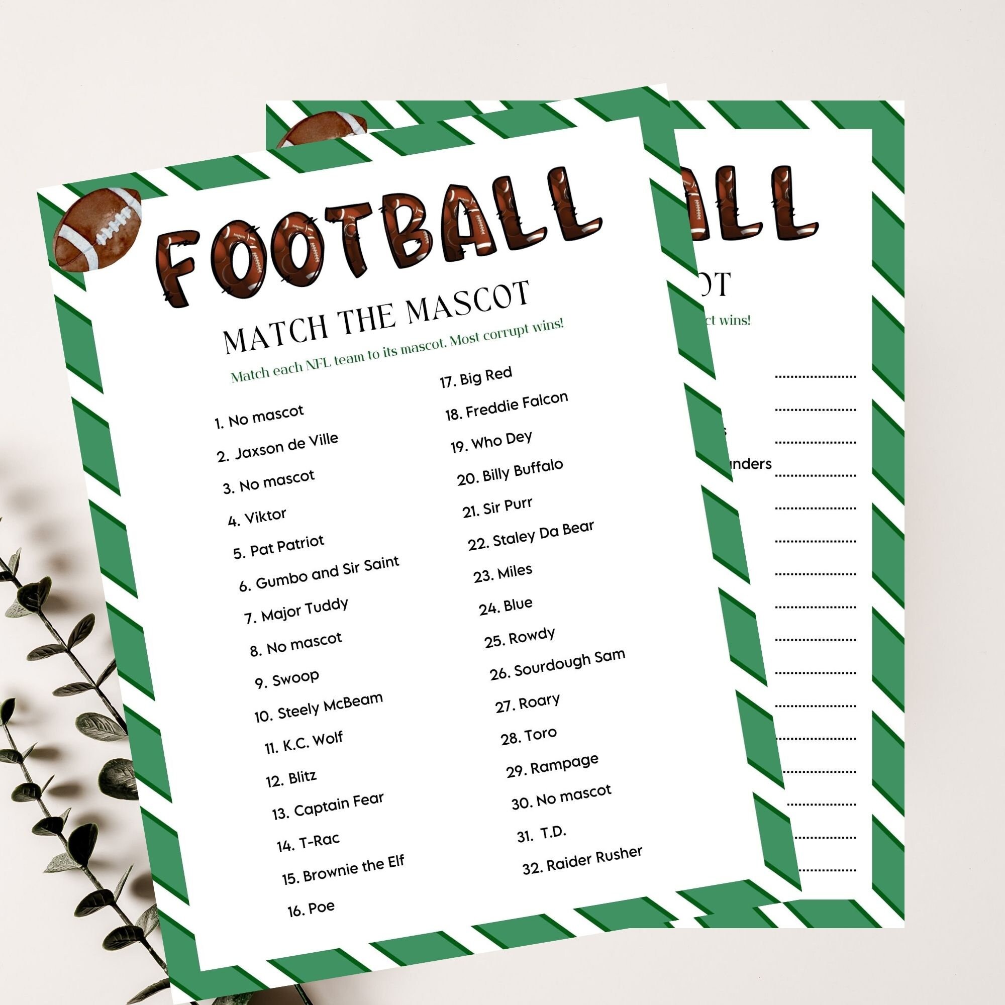 Football Teams Mascot Match up Trivia Game, American Football Games for ...