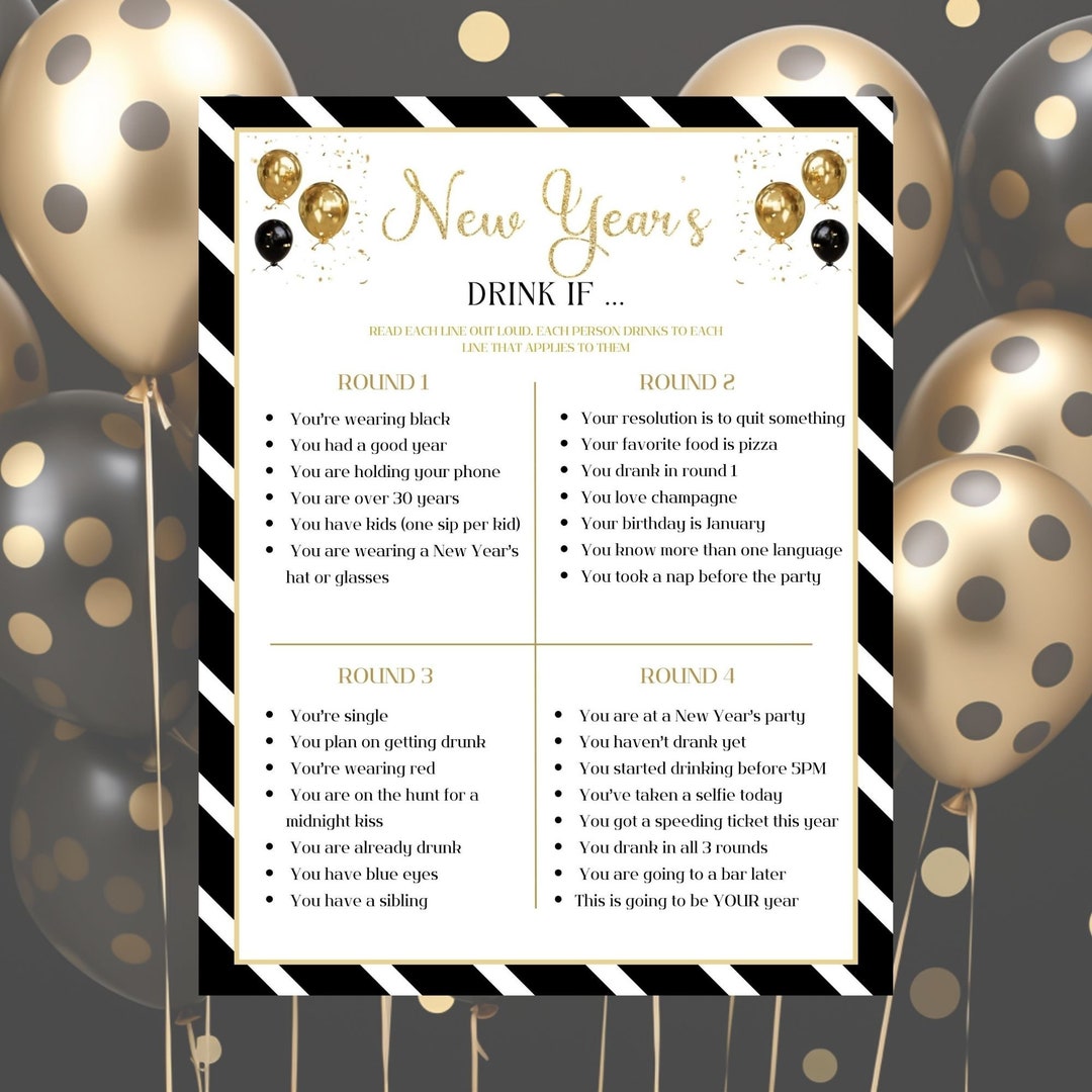 New Year's Eve Party Game Printable, Drink If Drinking Game, Icebreaker ...