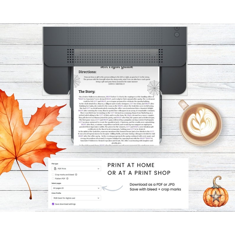 Left Right Game Halloween Printable Office Party Game - Etsy