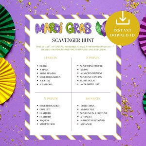 Mardi Gras Scavenger Hunt Party Game, New Orleans Carnival Fun Easy ...