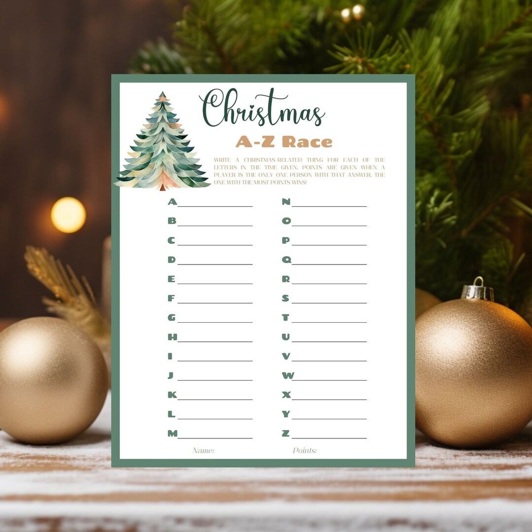 Christmas A-Z Race, Christmas Party Games Easy, Last Minute Idea Word ...