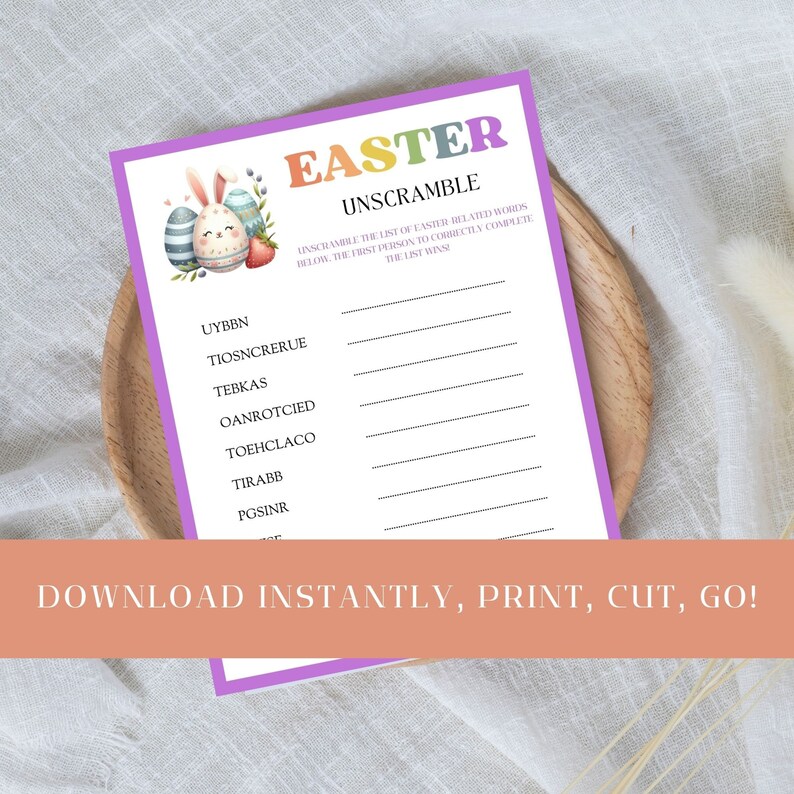 Easter Games for Teens, Unscramble Words, Fun Spring Activity for Kids ...
