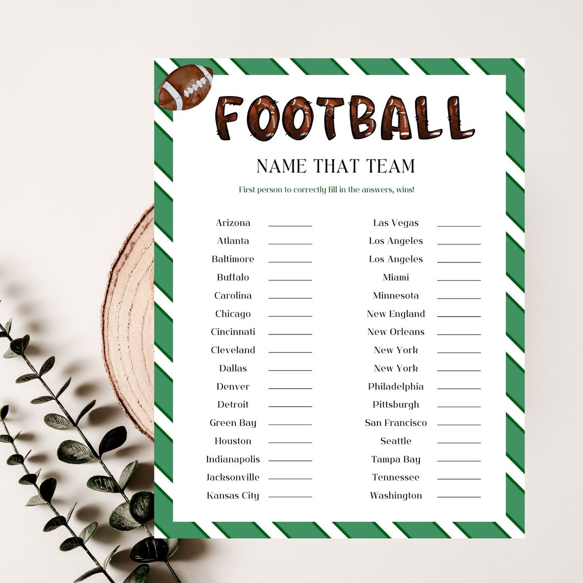 Football Party Games, Name That Pro Team, American Football Trivia for ...