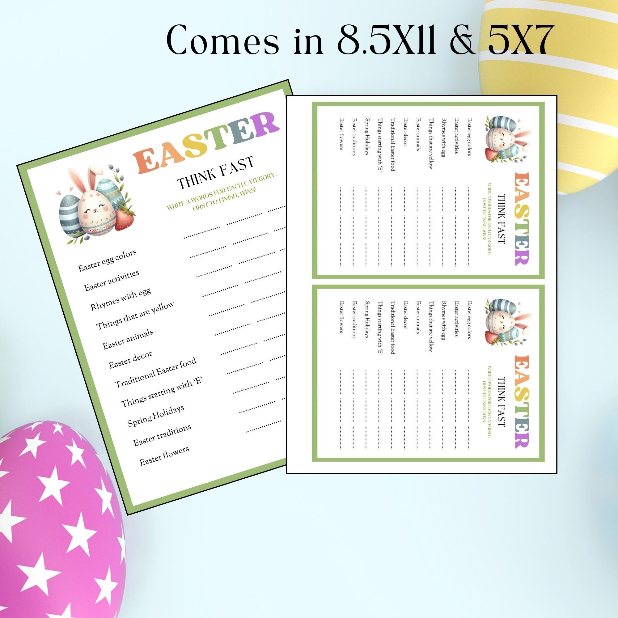 Easter Party Game, Think Fast, Fun Spring Activity for Kids Adults ...