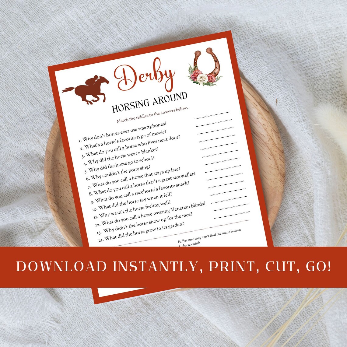 Derby Games Printable, Riddles & Jokes, Triple Crown Party, Horserace ...
