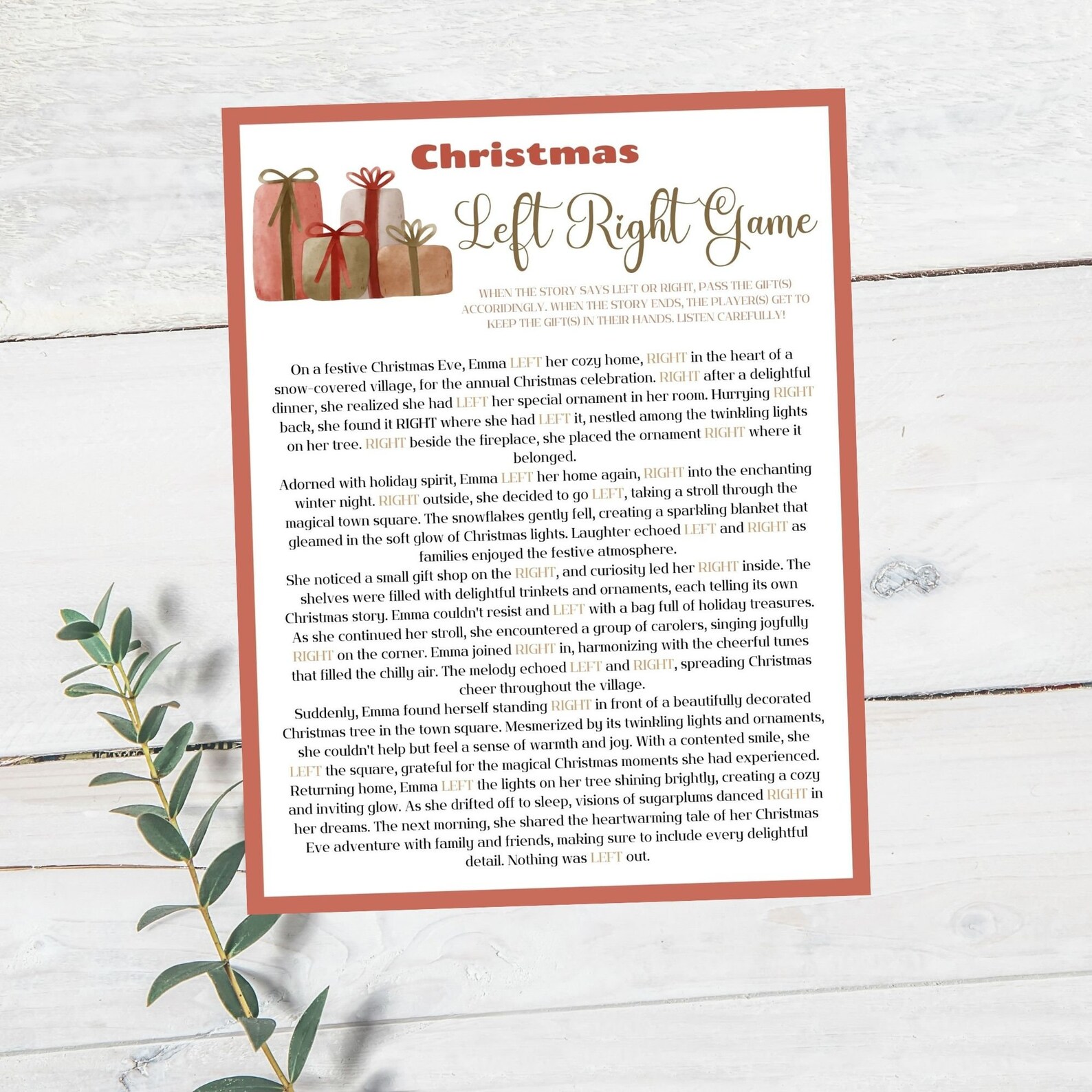 Left Right Christmas Gift Exchange Game for Kids and Adults, X-mas Eve ...