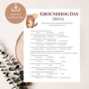 Groundhog Day Trivia, Fun Groundhog Party Game for Kids and Adults ...