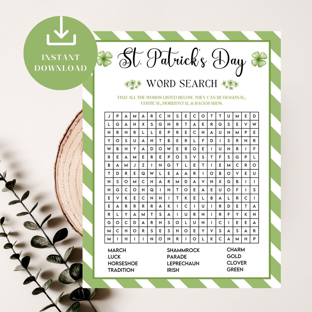 St. Patrick's Day Party Game, Word Search, Fun Activity for Kids Teens ...