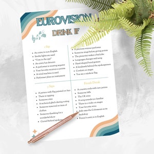 Eurovision Drinking Game Printable, ESC Song Contest Party Game Night ...