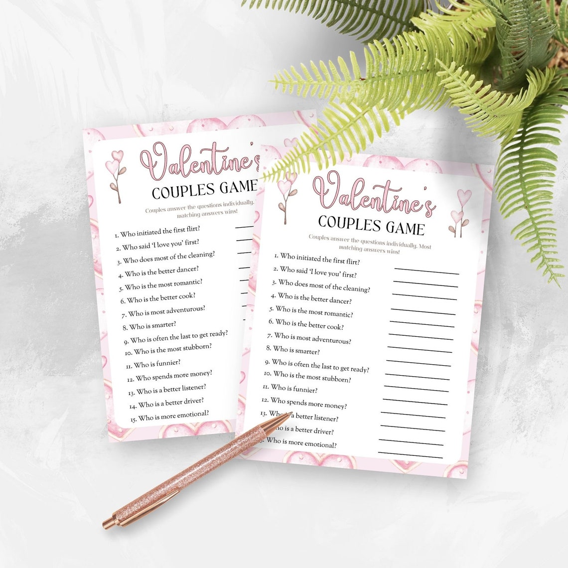 Valentine's Day Party Game for Couples, How Well Do You Know Your ...