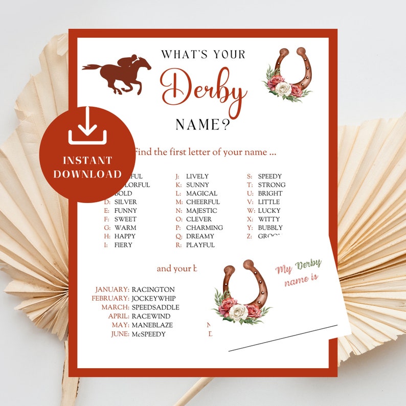 What's Your Derby Name, Kentucky Derby Party, Last Minute Idea ...