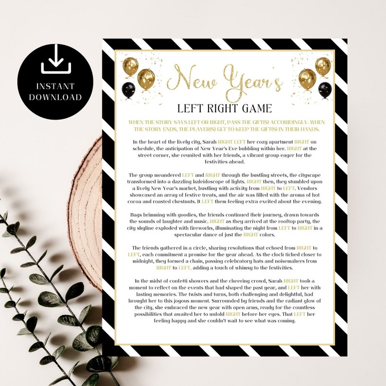 New Year's Left and Right, Pass the Prize New Year's Eve Party Fun ...