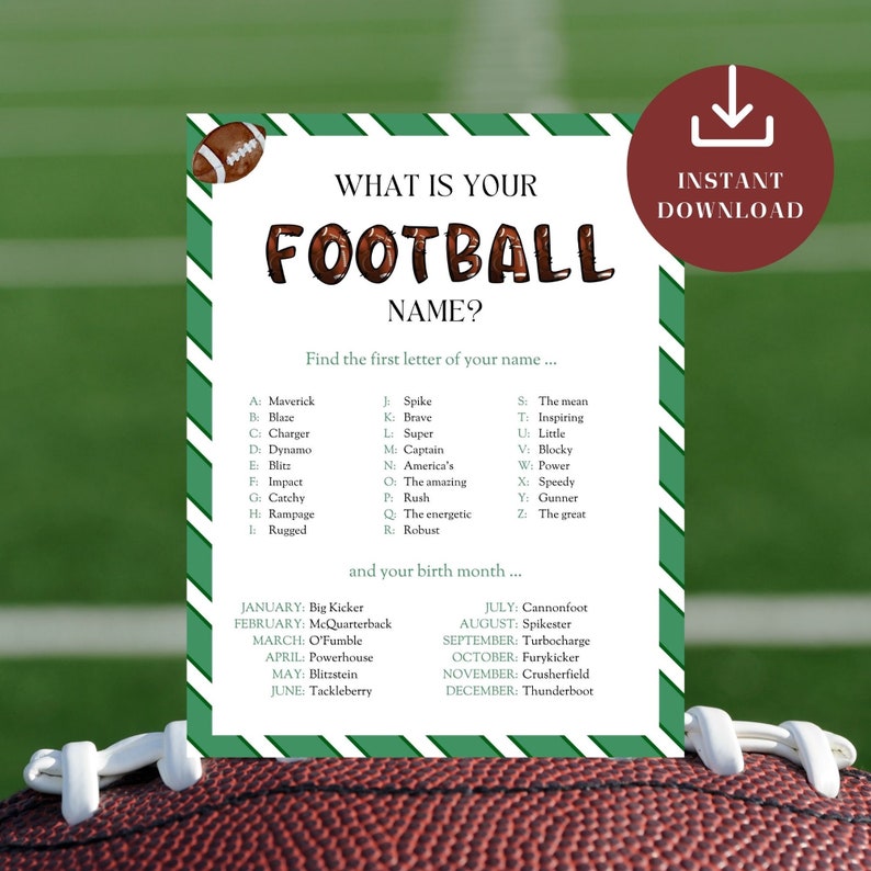 What's Your Football Name, American Football Games for Kids Teens ...