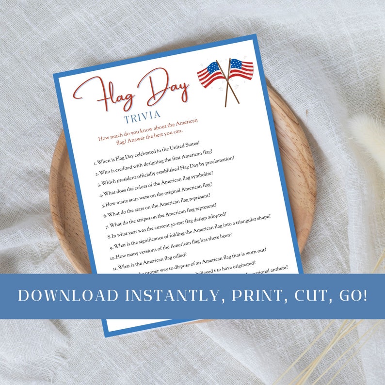 Flag Day Trivia Game Quiz, Patriotic School Printable, Classroom USA ...