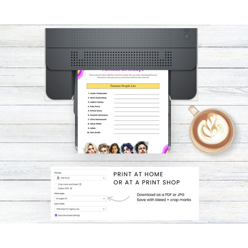 40th Birthday Party Game, Born in 1984, 1984 Trivia Game, Famous People ...