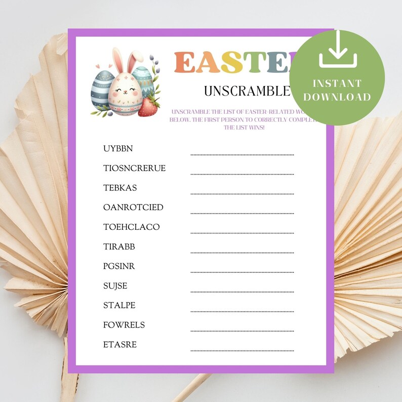 Easter Games for Teens, Unscramble Words, Fun Spring Activity for Kids ...