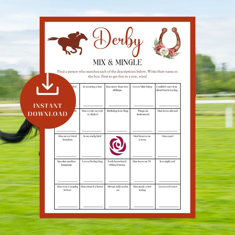 Derby Games Printable, Icebreaker, Mix & Mingle Human Bingo, Triple ...