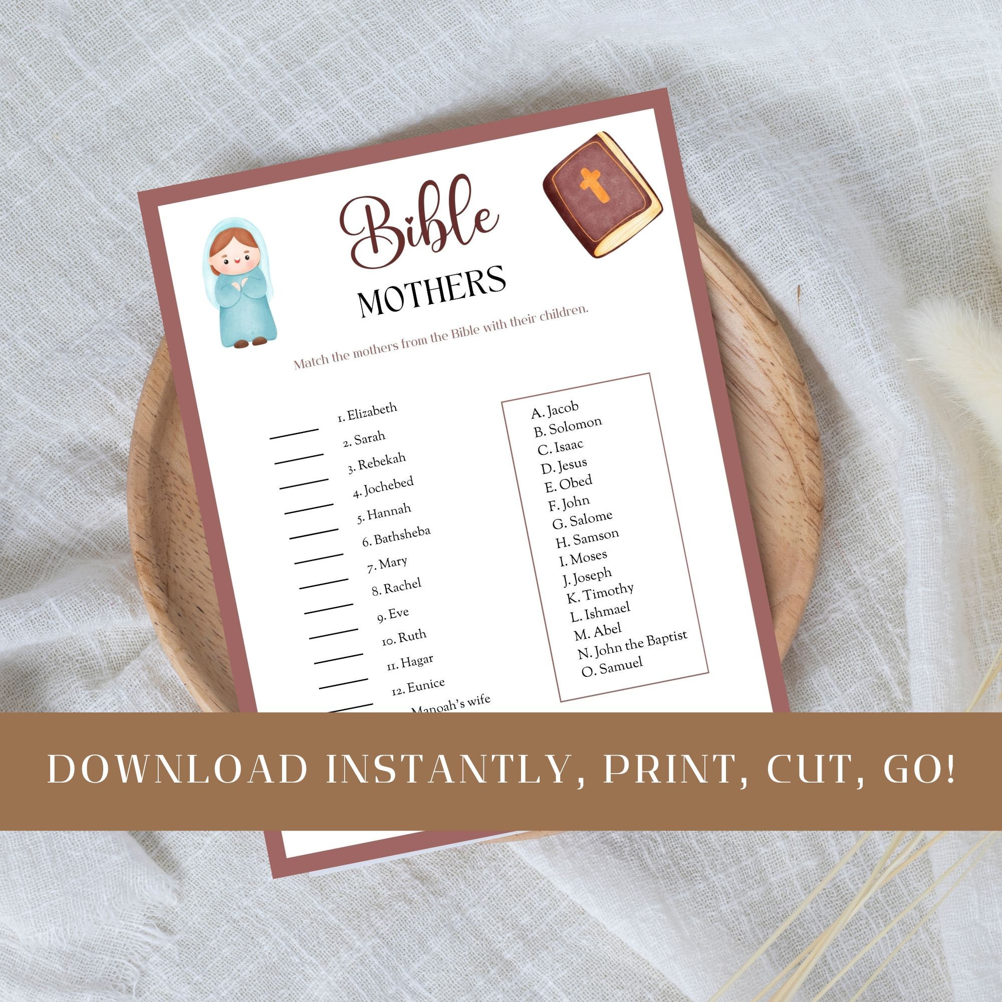 Women in Bible Game, Matching Game, Sunday School Activity, Christian ...