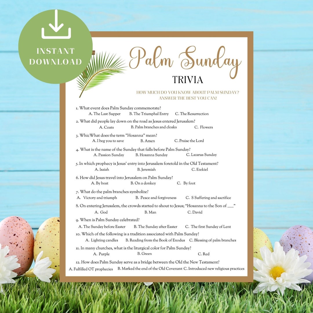 Palm Sunday Trivia Game, Holy Week Quiz, Multiple Choice Religious Game ...